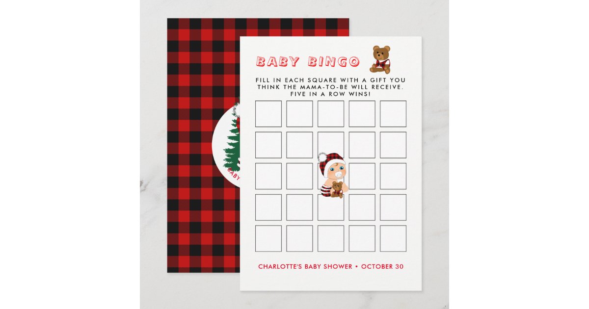 Lumberjack Cute Baby Shower Baby Bingo Cards | Zazzle