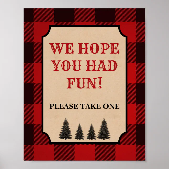 Lumberjack Favor Sign We Hope You Had Fun | Zazzle