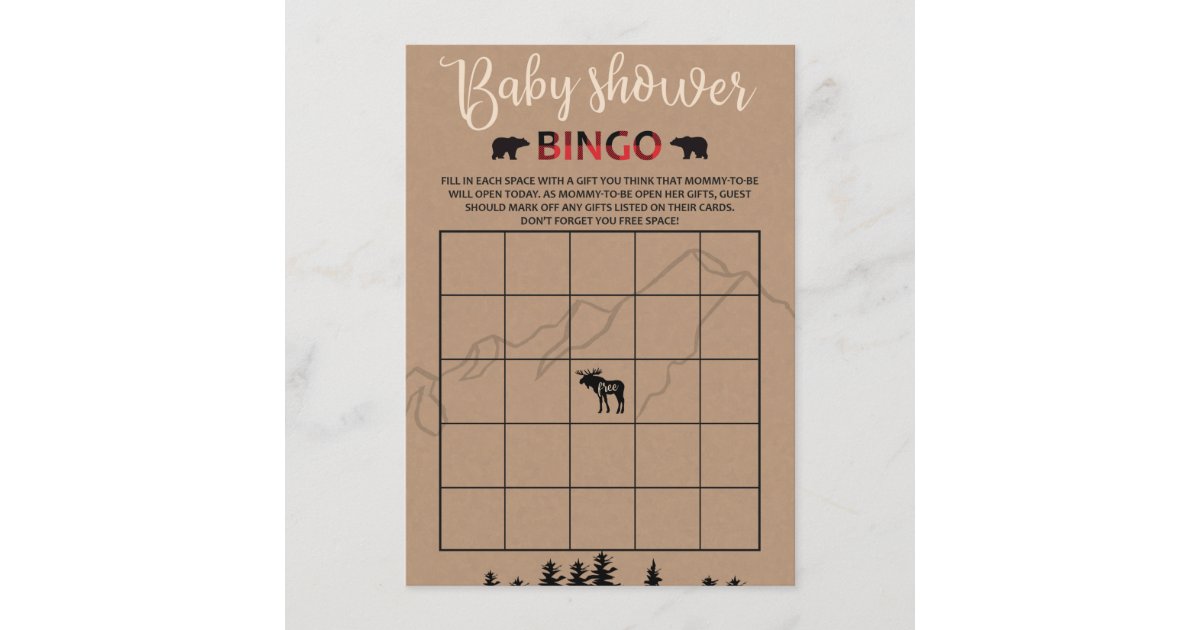 Lumberjack Flannel Baby Shower Bingo Game Card | Zazzle