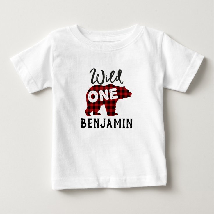 Lumberjack Flannel Bear T-Shirt Wild One | Zazzle