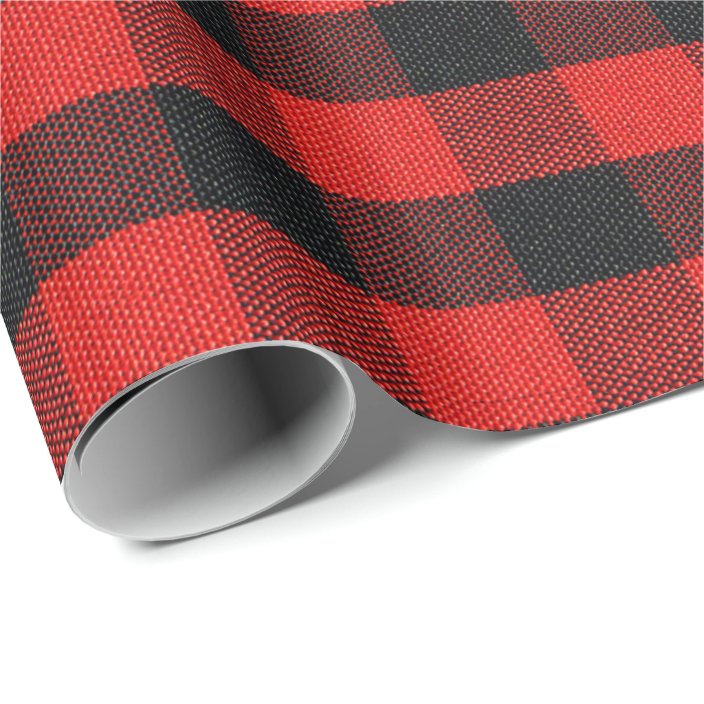 lumberjack plaid red and black checkered wrapping paper | Zazzle.com