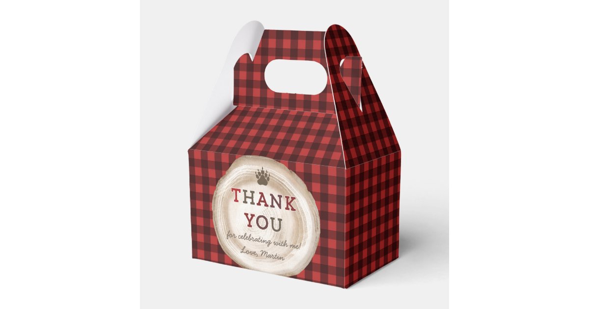 Lumberjack Red Black Buffalo Plaid Tree Stump Favor Boxes | Zazzle