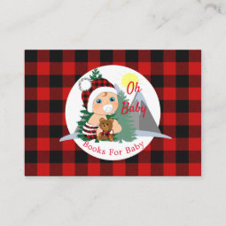 Lumberjack Red Black Plaid Cute Baby Shower Enclosure Card | Zazzle