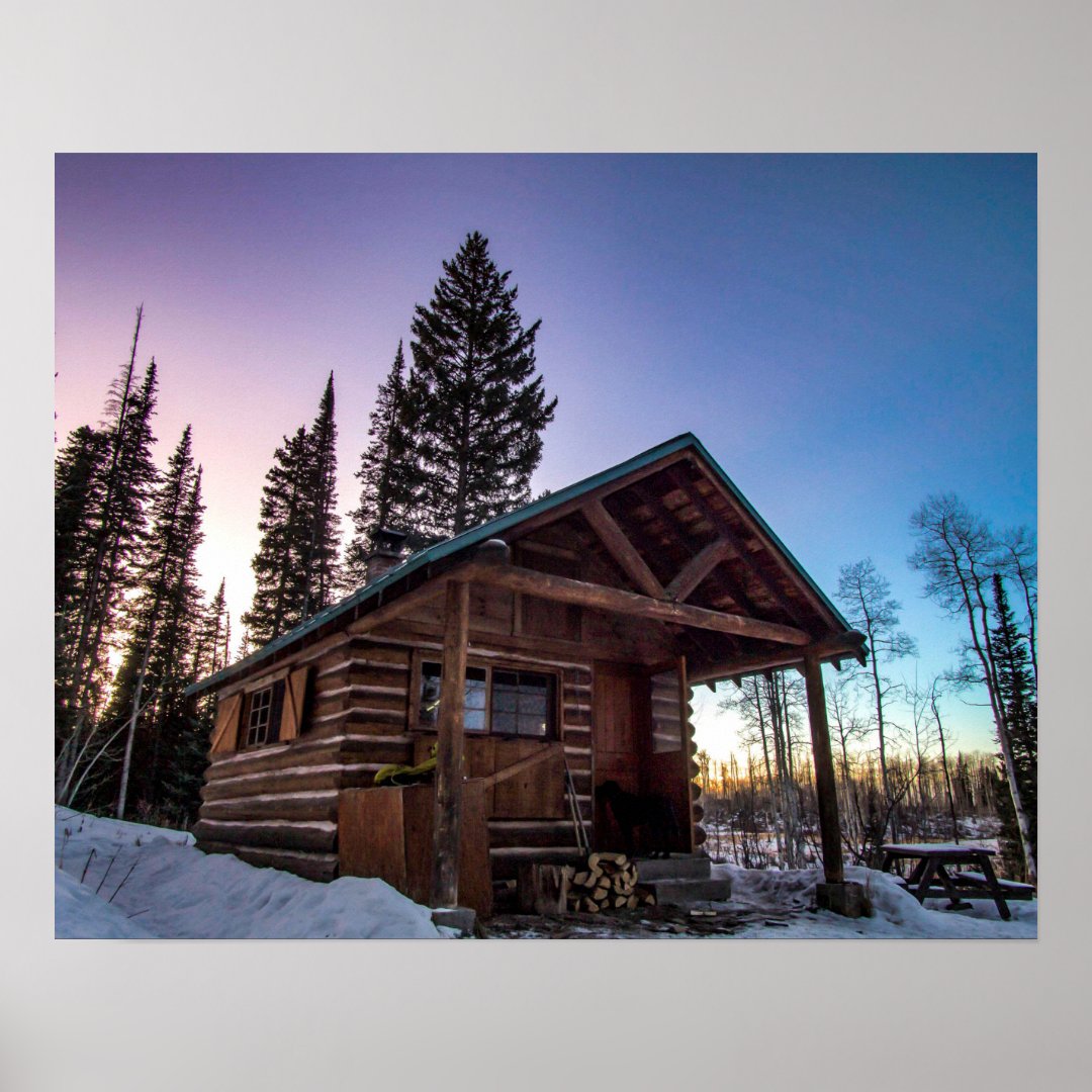 Lumberjack Sunset // Gritty Cabin Sunset Poster | Zazzle