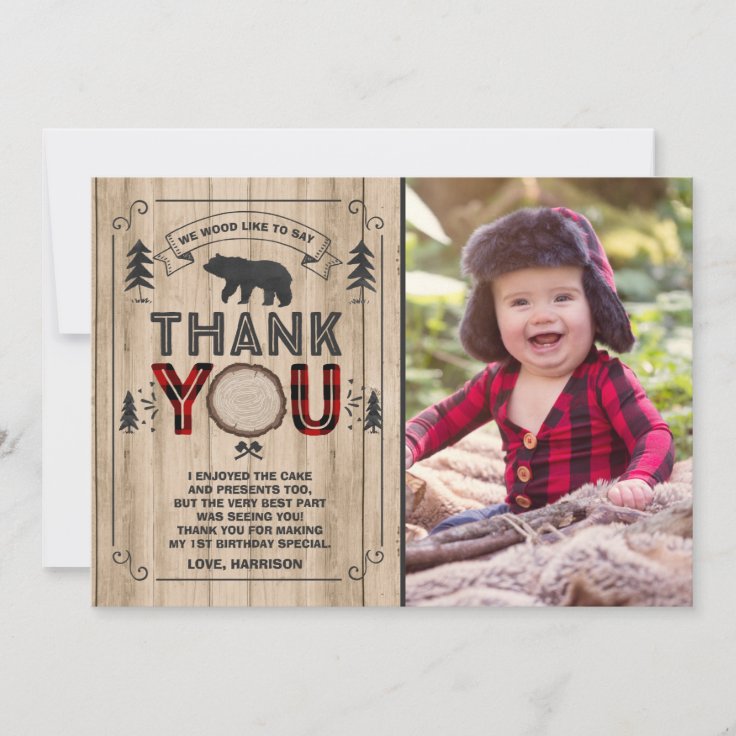Lumberjack Thank You Card Lumberjack Party | Zazzle