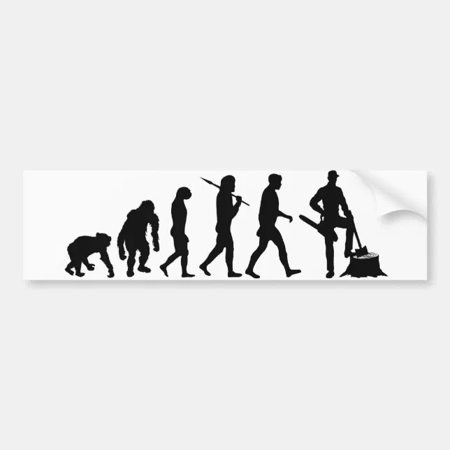 Lumberjack tree feller loggers bunyan evolution bumper sticker | Zazzle