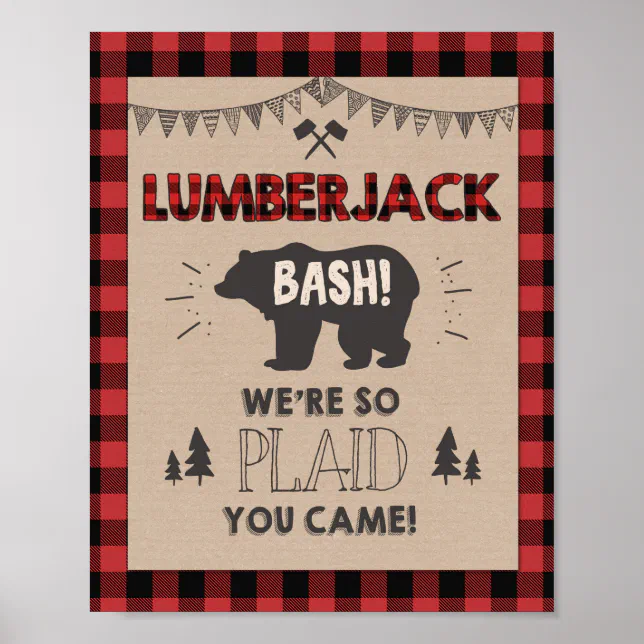 Lumberjack Welcome Sign Table sign Plaid bear | Zazzle