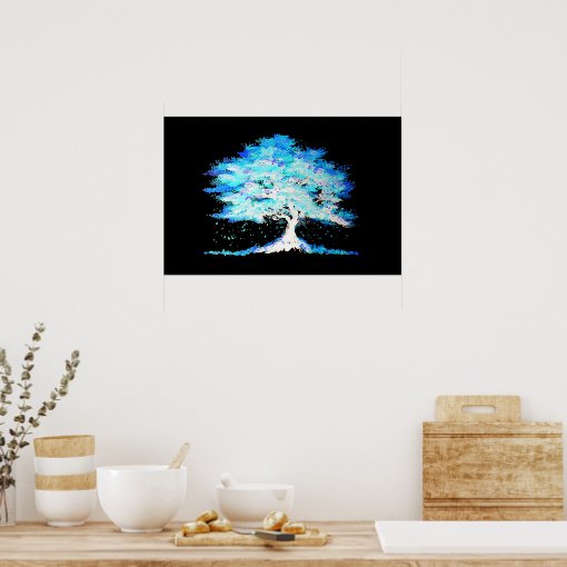 Luminescent Blue Tree Poster | Zazzle