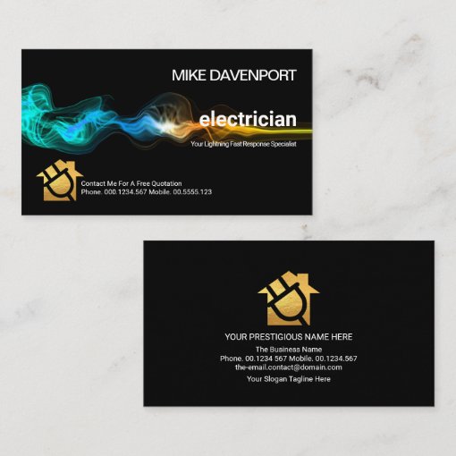 Luminescent Electric Lightning Strike Electrician Business Card | Zazzle