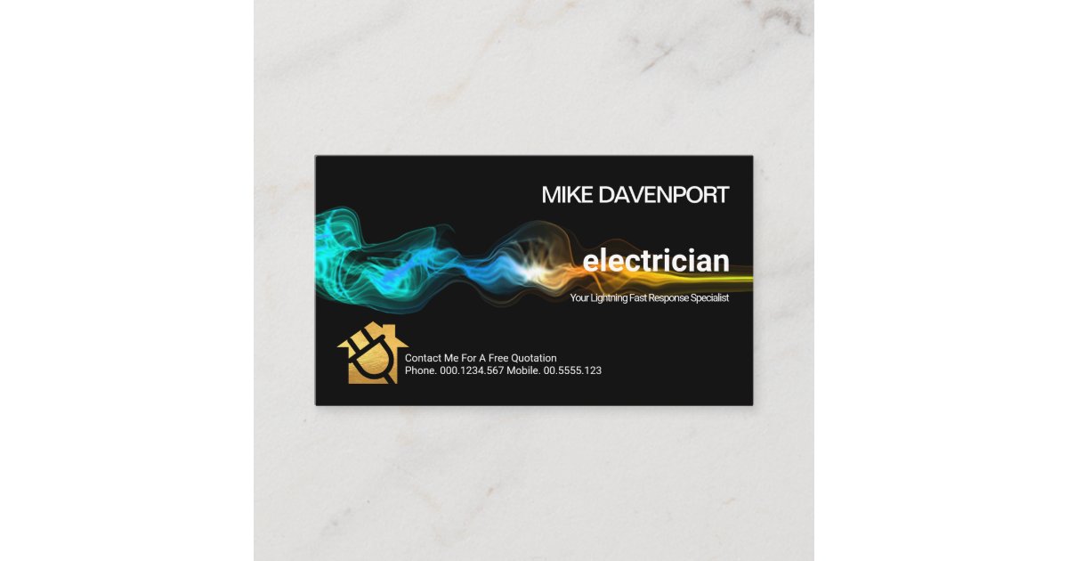 Luminescent Electric Lightning Strike Electrician Business Card | Zazzle