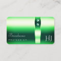 Luminous Emerald Green Gradient Diamonds Monogram Business Card | Zazzle