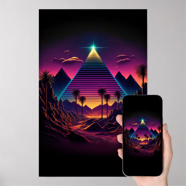 Luminous Monolith: A Retrowave Pyramid Poster | Zazzle
