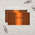 Luminous Orange Silver Decor with Monogram & Logo Business Card | Zazzle