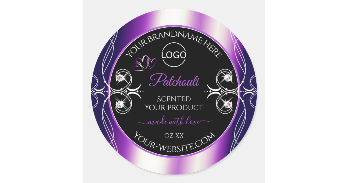 Luminous Purple Black Product Labels Jewels Logo | Zazzle