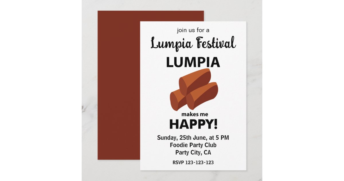 Lumpia Makes Me Happy Lumpia Festival Invitation | Zazzle
