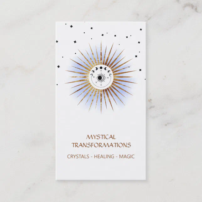 Luna Celestial Lunar Moon Magic Boho Light Business Card | Zazzle