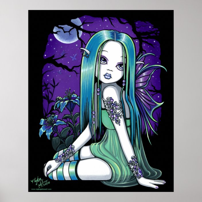 "Luna" Gothic Moon Lilly Fairy Art Poster | Zazzle.com