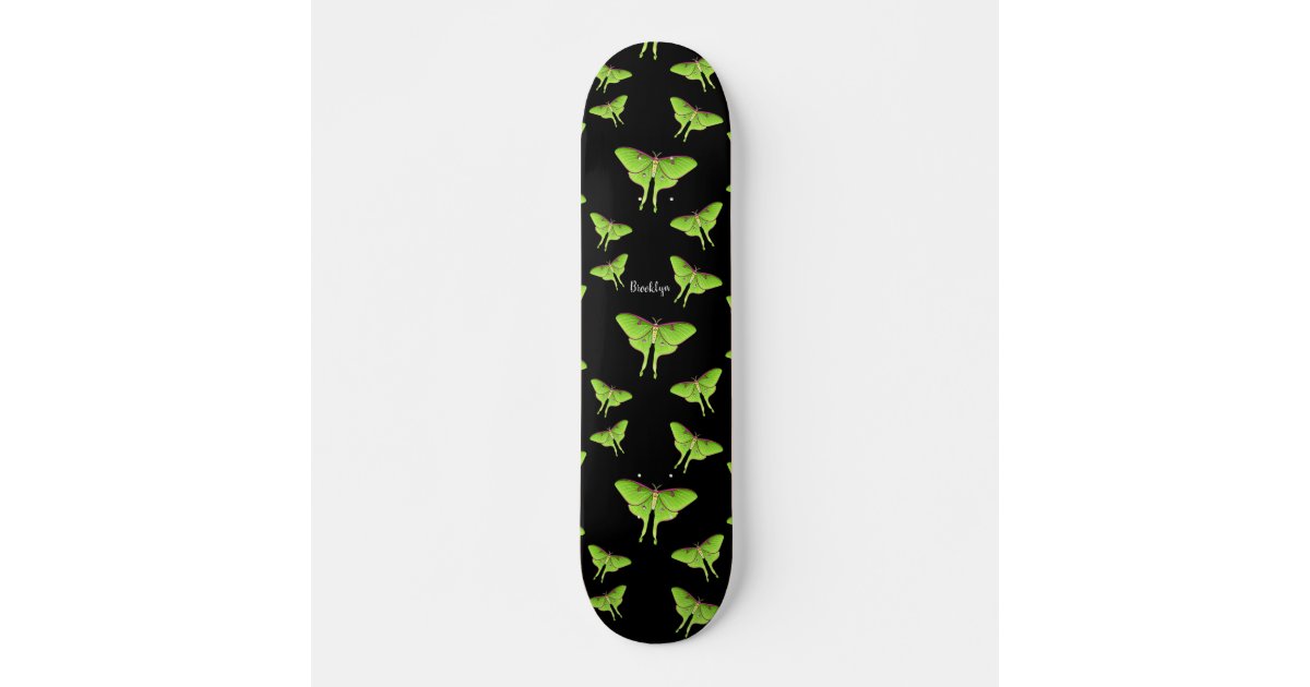 Luna Moth cartoon illustration Skateboard | Zazzle