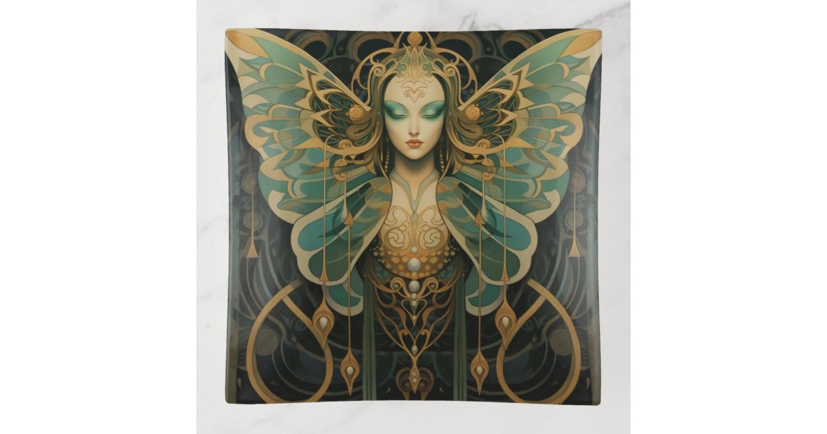 Luna moth goddess trinket tray | Zazzle