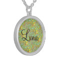 Luna script girl name abstract art background silver plated necklace ...