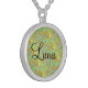 Luna script girl name abstract art background silver plated necklace ...