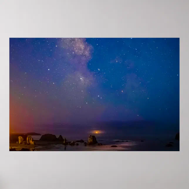Lunar Eclipse & Milky Way | Bandon Beach, Oregon Poster | Zazzle