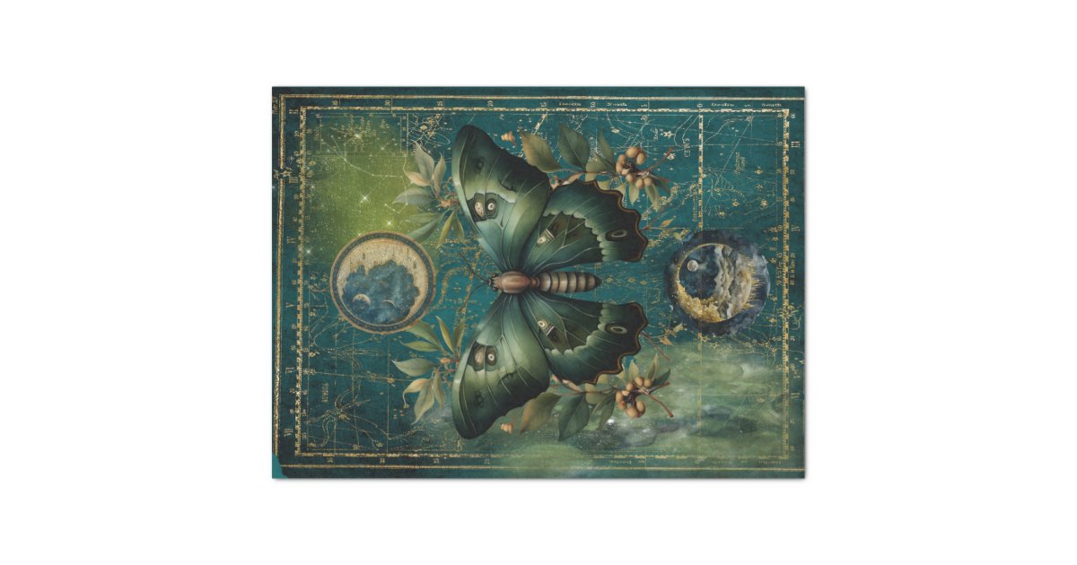 Lunar moth & Moon Tissue Paper | Zazzle