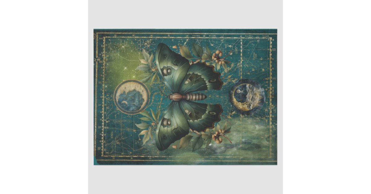 Lunar moth & Moon Tissue Paper | Zazzle