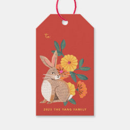 Lunar new year of the rabbit holiday gift tags | Zazzle