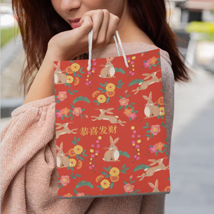 Lunar new year of the rabbit holiday small gift bag | Zazzle