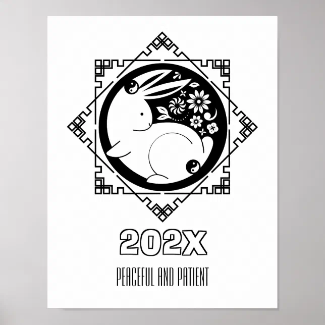 Lunar New Year Rabbit Coloring Poster | Zazzle