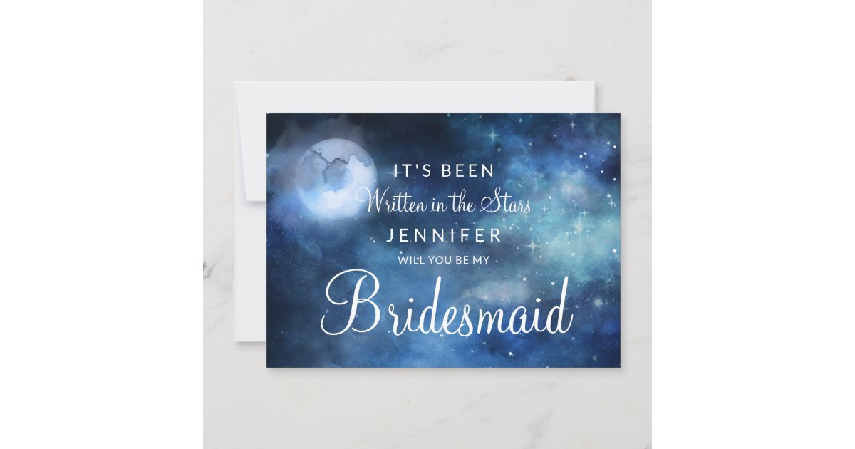 Lunar Sky Full Moon Be My Bridesmaid Proposal Card | Zazzle
