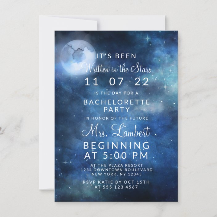 Lunar Sky Full Moon Celestial Bachelorette Party Invitation | Zazzle.com
