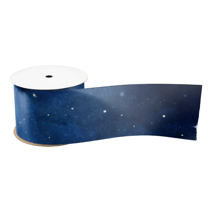 Lunar Sky Full Moon Celestial Galaxy Stars Wedding Satin Ribbon | Zazzle
