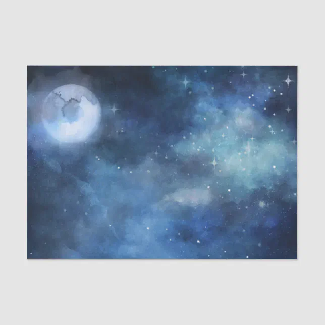 Lunar Sky Full Moon Celestial Galaxy Stars Wedding Tissue Paper | Zazzle