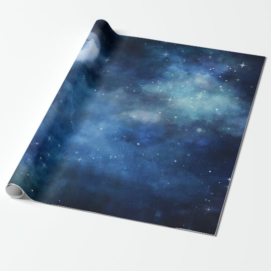Lunar Sky Full Moon Celestial Galaxy Stars Wedding Wrapping Paper ...