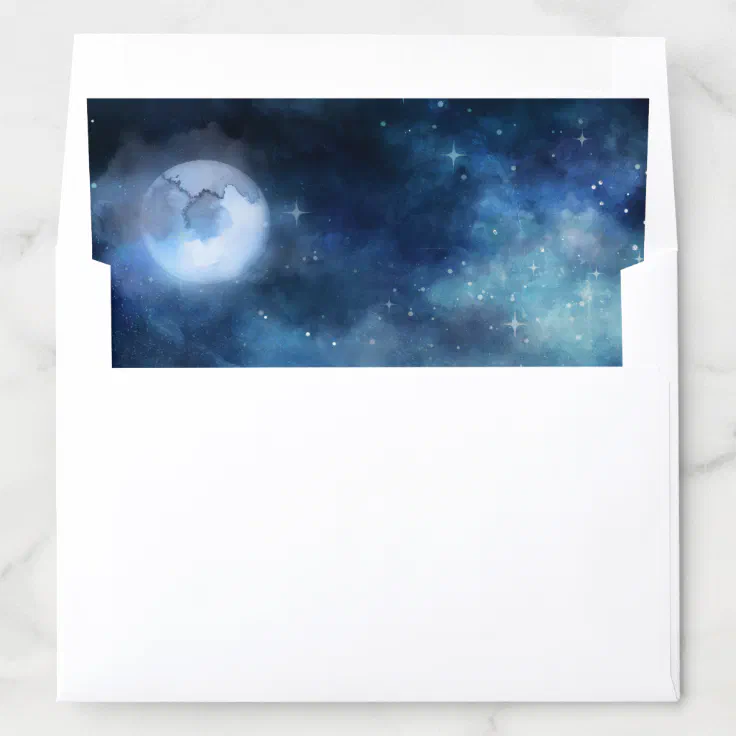 Lunar Sky Full Moon Celestial Galaxy Wedding Envelope Liner | Zazzle