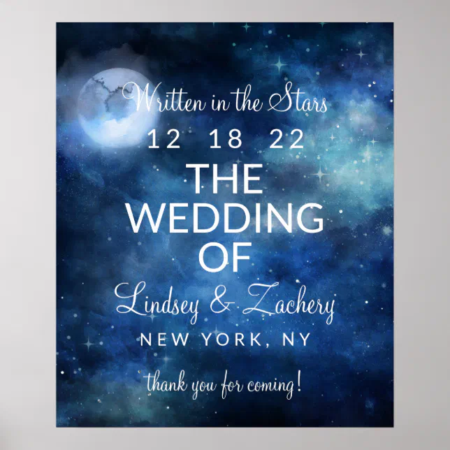 Lunar Sky Full Moon Celestial Wedding Welcome Sign | Zazzle
