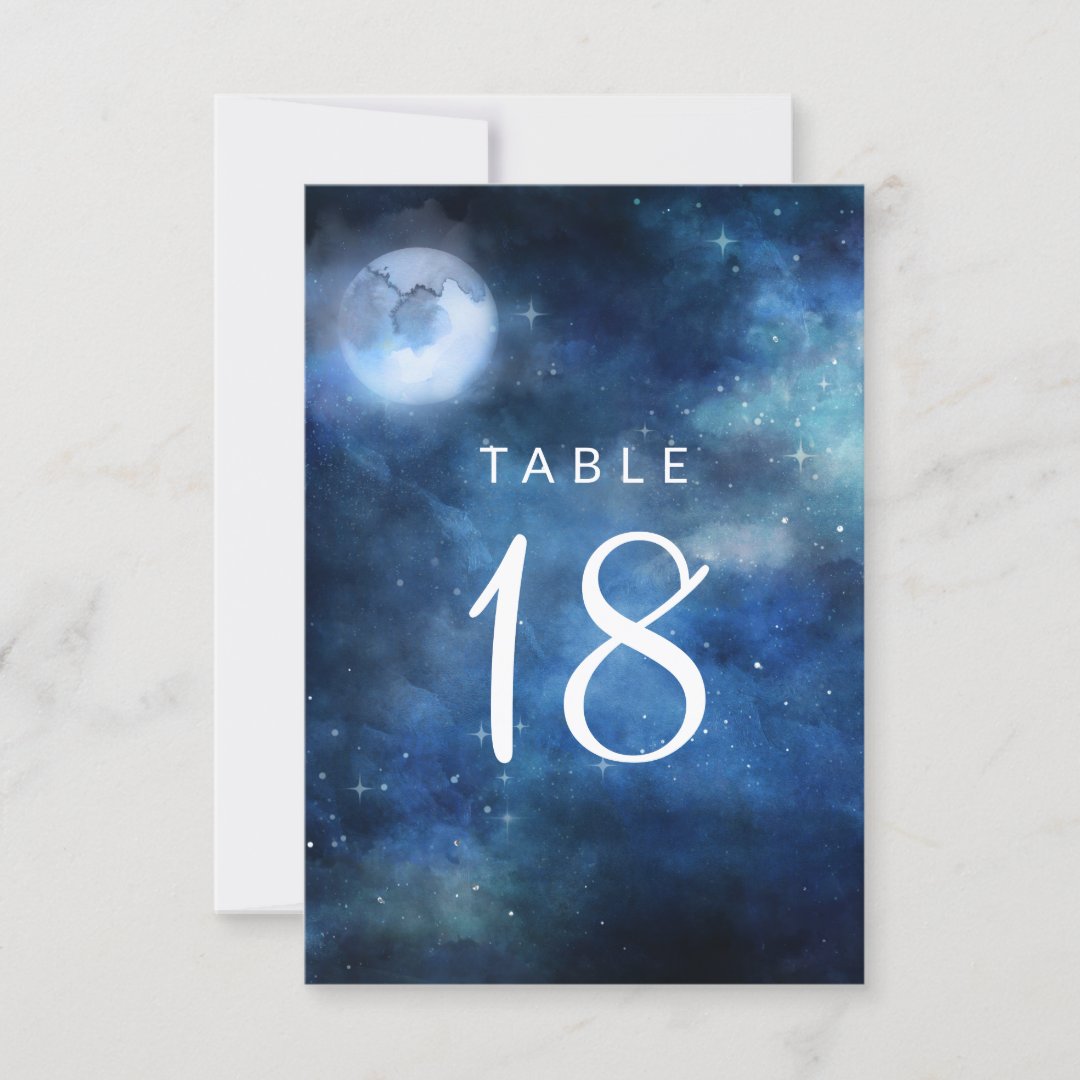 Lunar Sky Full Moon Seating Wedding Table Numbers | Zazzle