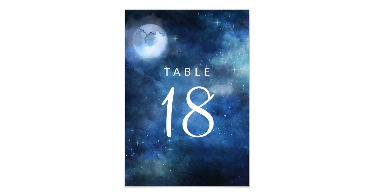 Lunar Sky Full Moon Seating Wedding Table Numbers | Zazzle.com