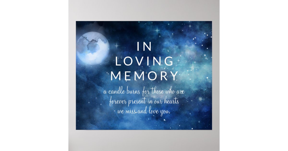 Lunar Sky Full Moon Stars In Loving Memory Sign | Zazzle