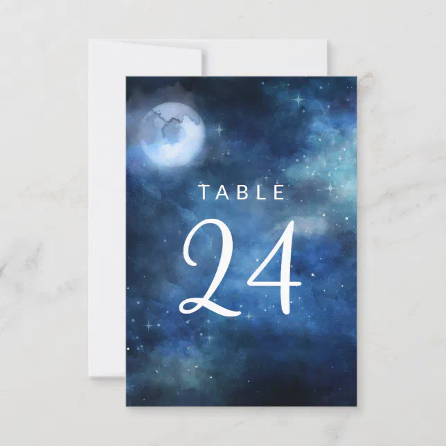 Lunar Sky Full Moon Stars Wedding Table Numbers | Zazzle