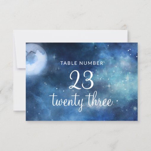 Lunar Sky Full Moon Stars Wedding Table Numbers | Zazzle