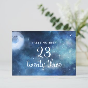 Lunar Sky Full Moon Stars Wedding Table Numbers | Zazzle