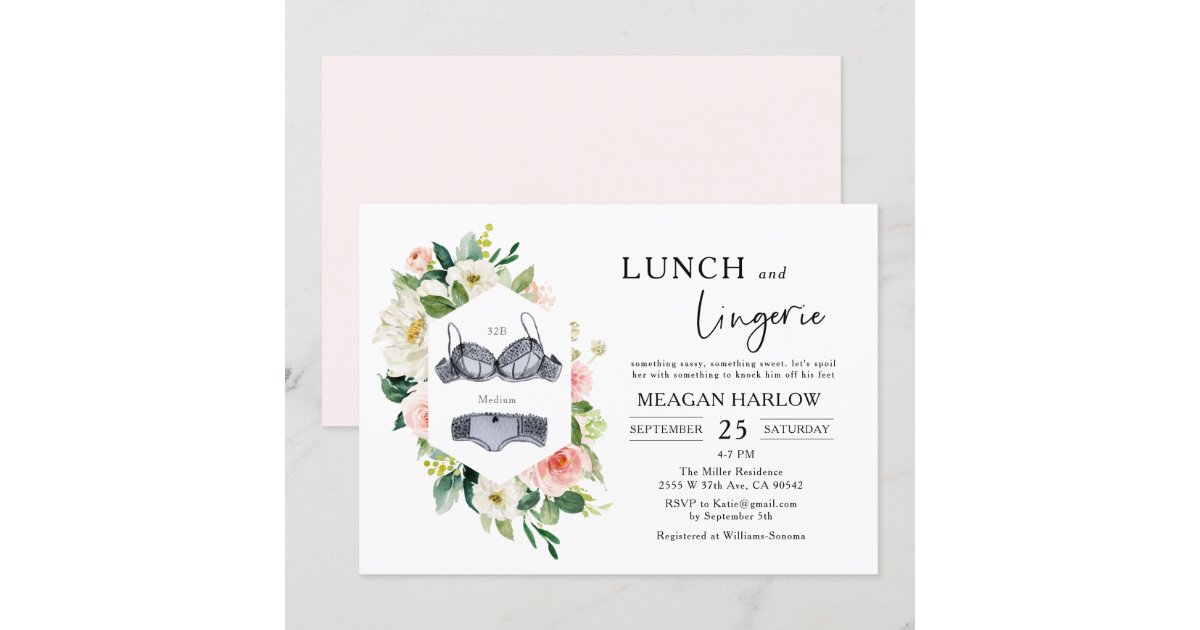 Lunch and Lingerie Bridal Brunch Invitation | Zazzle