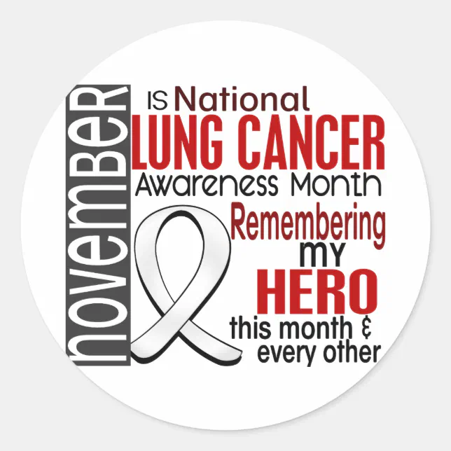 Lung Cancer Awareness Month Ribbon I2 2 Classic Round Sticker Zazzle