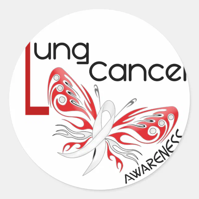 Lung Cancer BUTTERFLY 3.1 Classic Round Sticker | Zazzle