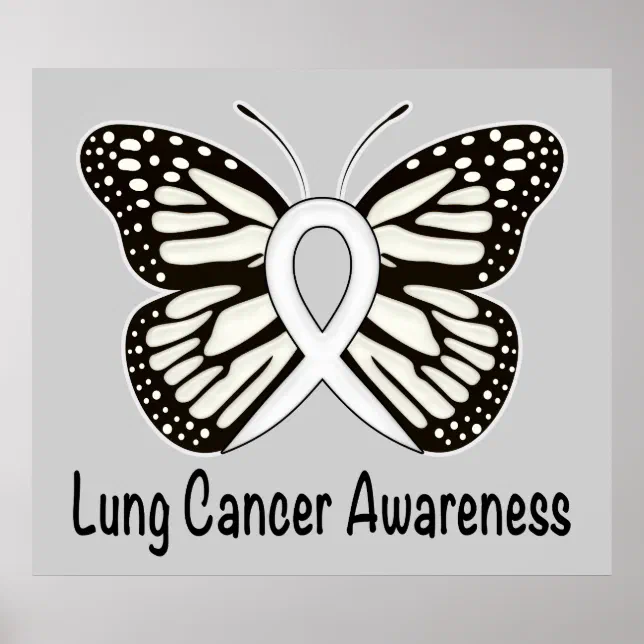 Lung Cancer Butterfly Awareness Ribbon Poster | Zazzle