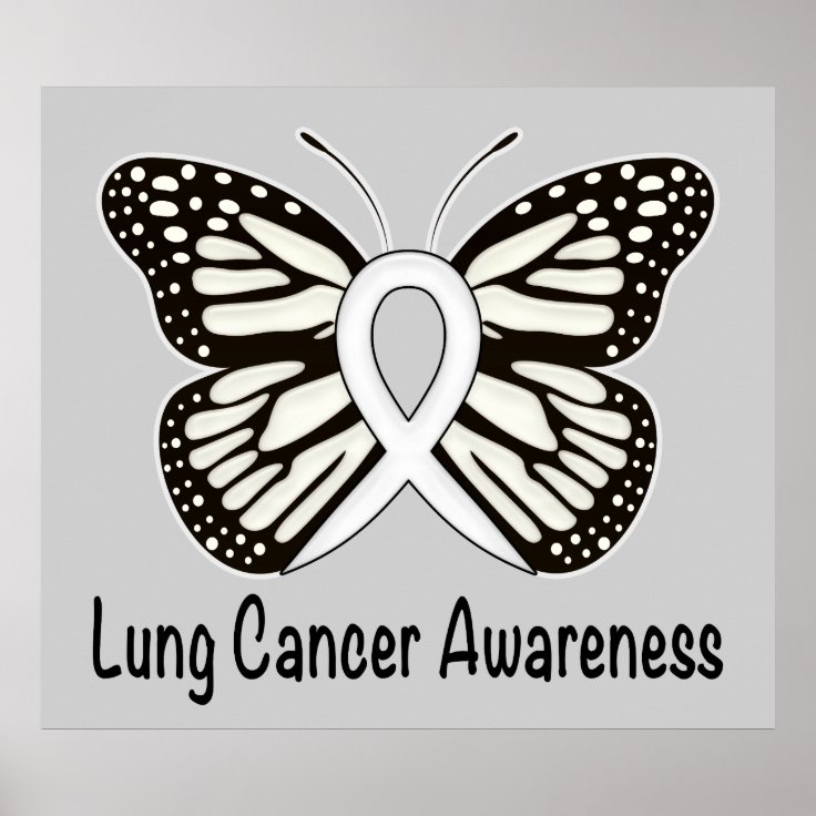 Lung Cancer Butterfly Awareness Ribbon Poster | Zazzle
