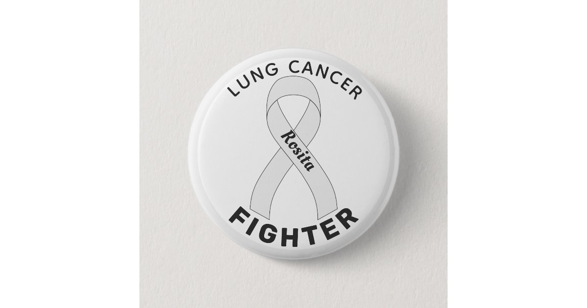 Lung Cancer Fighter Ribbon White Button | Zazzle